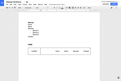 How to Build a Website Wireframe Using Google Docs