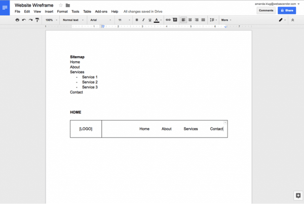 How to Build a Website Wireframe Using Google Docs
